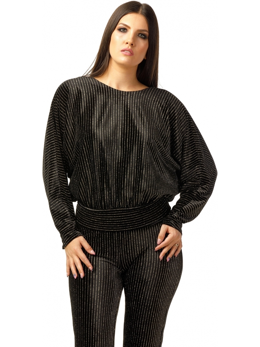 Bluza Brie din catifea cu dungi aurii | Brise.ro