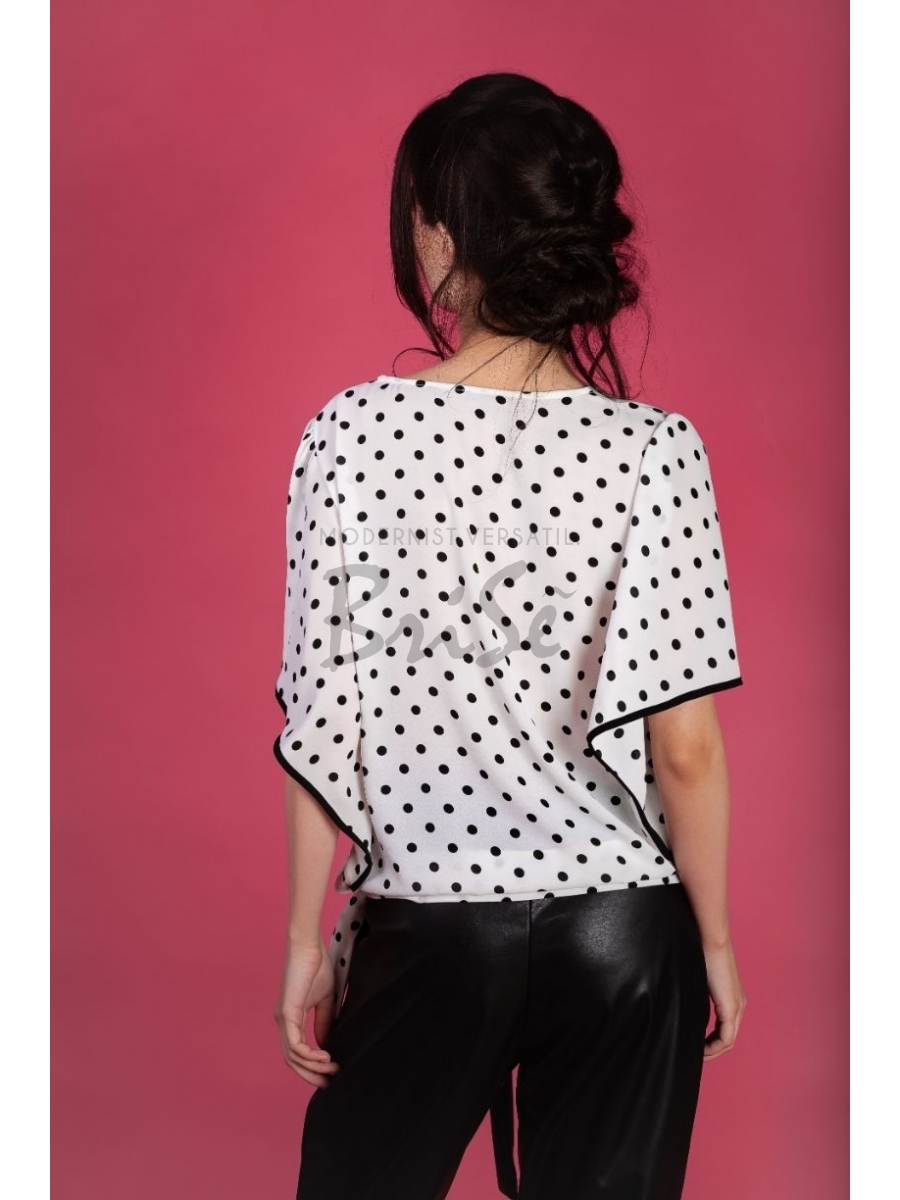 Bluza Adela alba cu buline | Brise.ro