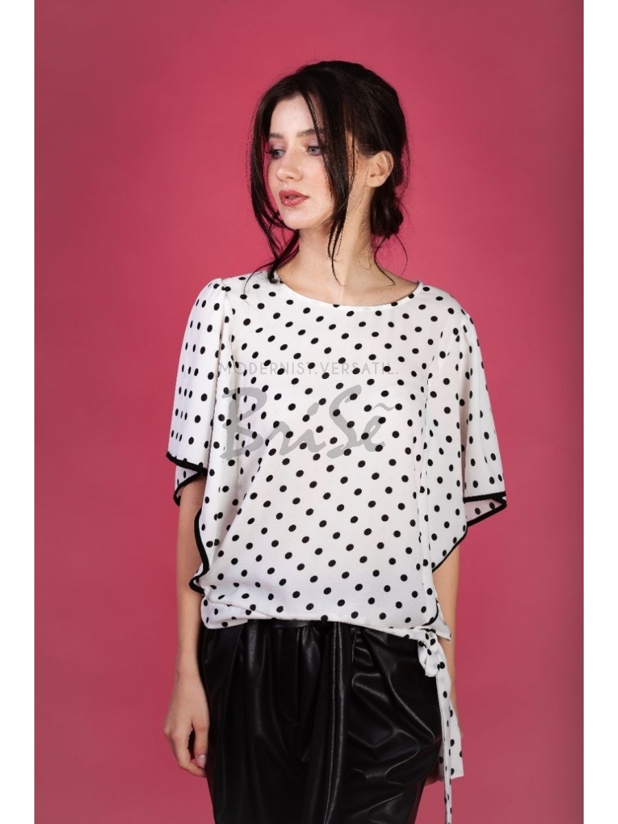 Bluza Adela alba cu buline | Brise.ro
